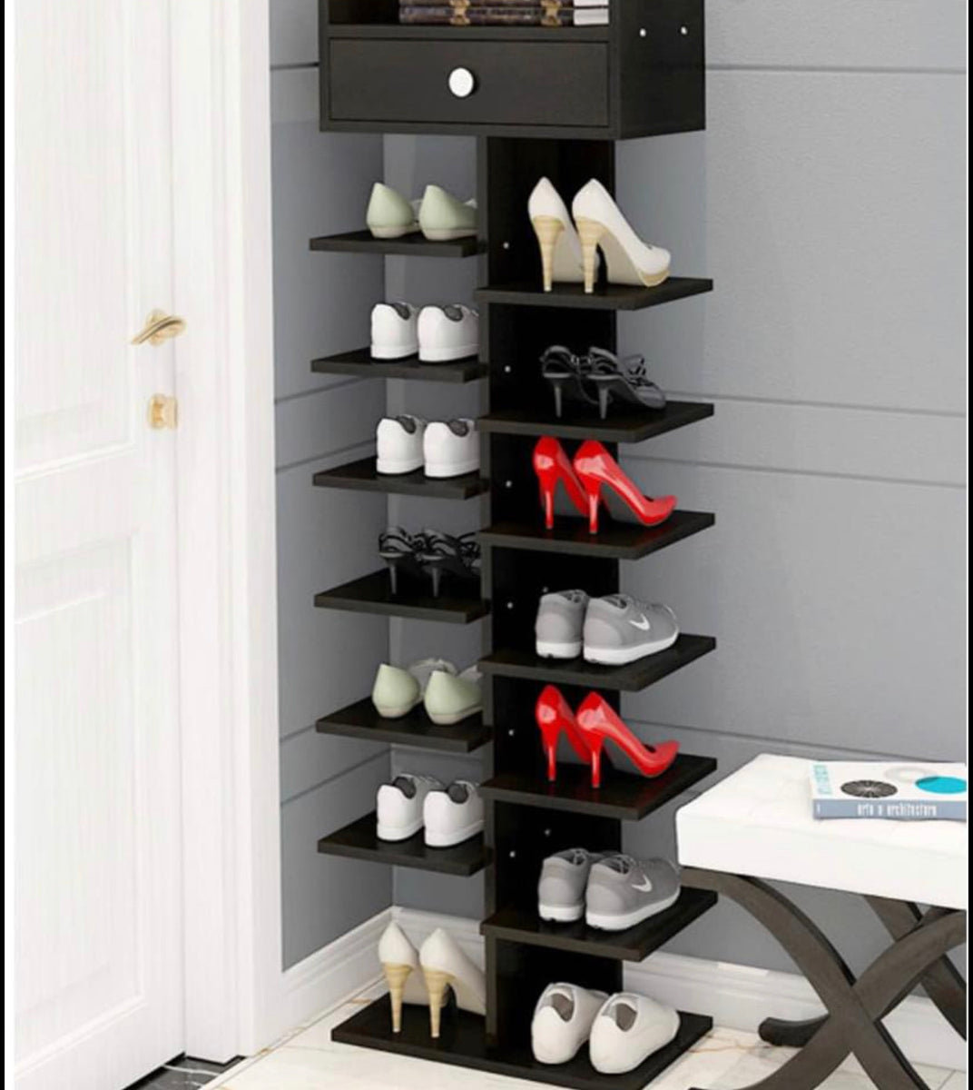 Stylish Shoe Rack Shoe Organiser Black – Dear Furniture